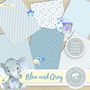 SEAMLESS A4 Letter Baby Blue Digital Paper, Blue, Grey, Baby Boy ...