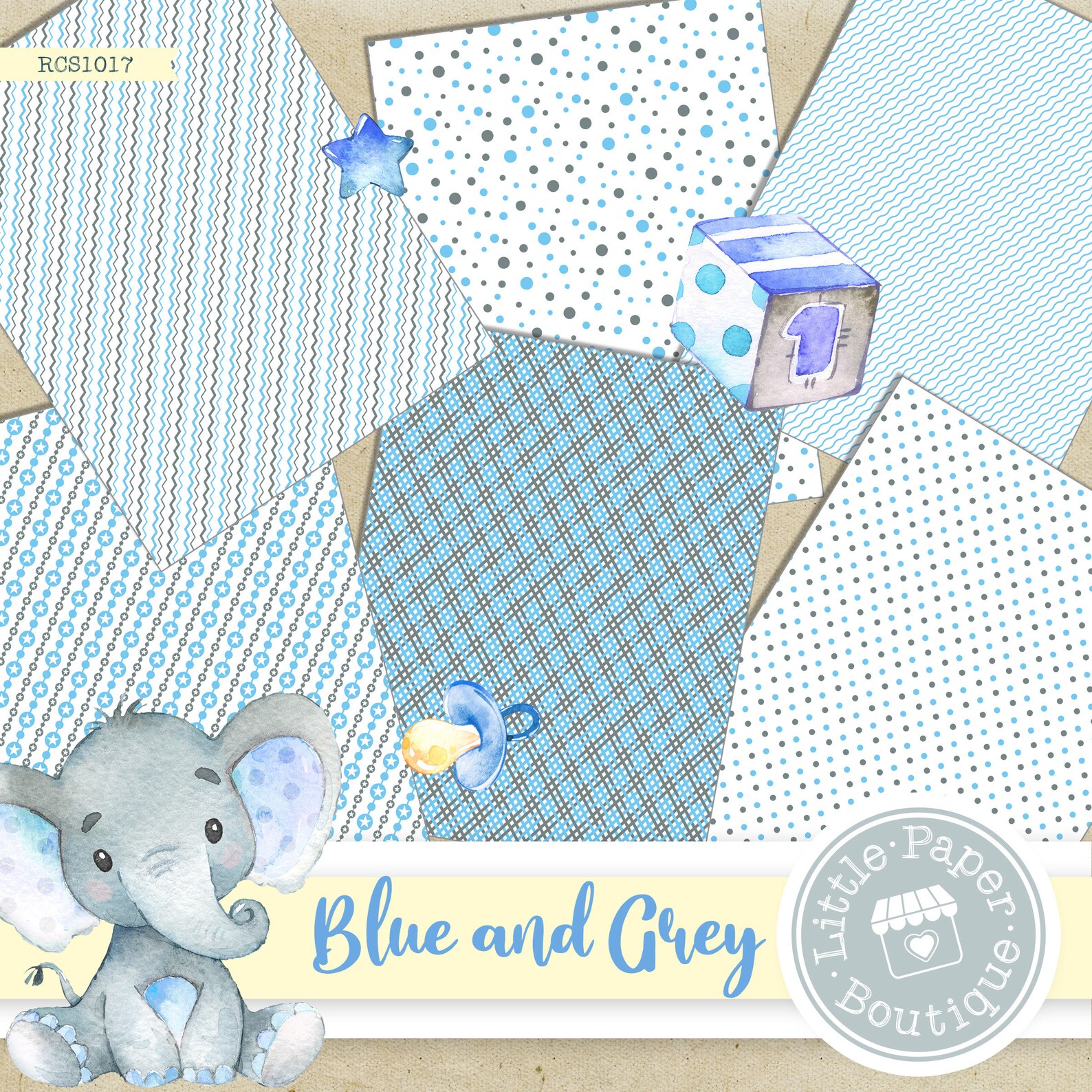 SEAMLESS A4 Letter Baby Blue Digital Paper, Blue, Grey, Baby Boy ...