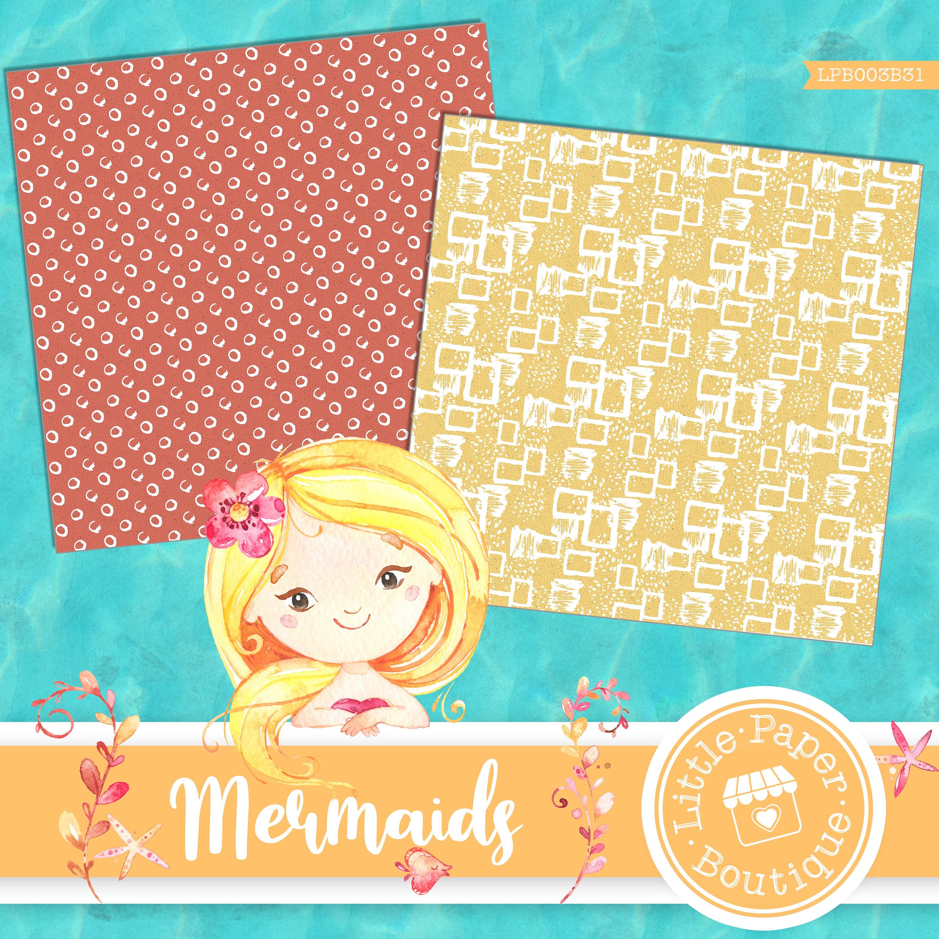 The Little Mermaid Digital Paper Princess Ariel Scrapbook - Etsy