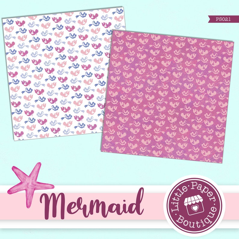 The Little Mermaid Digital Paper Princess Ariel Scrapbook - Etsy