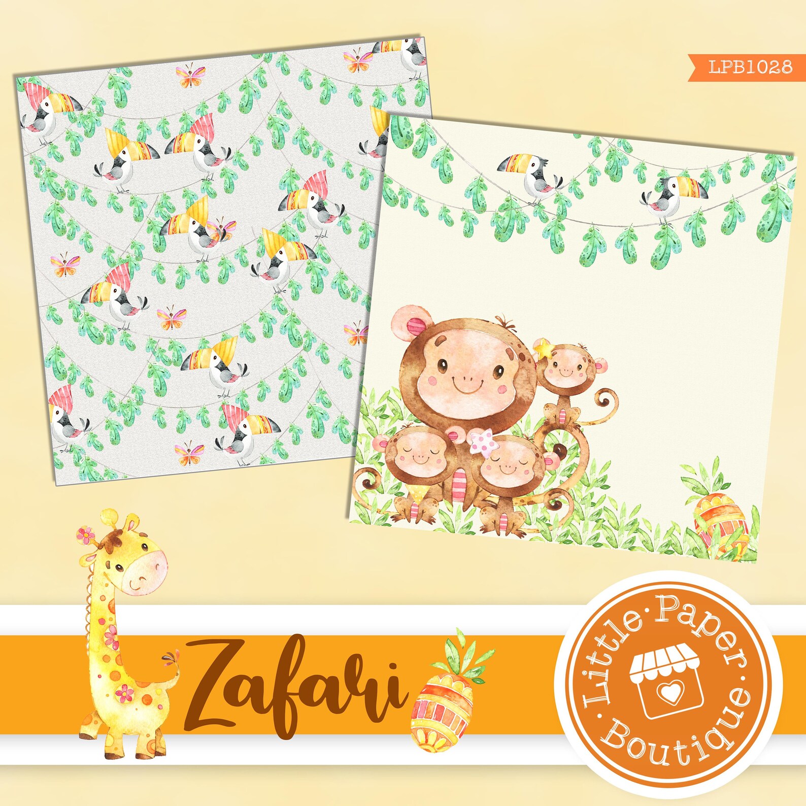 Safari Zoo Digital Paper Zoo Scrapbook Paper Zoo Animals | Etsy