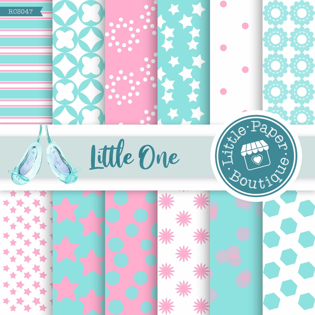 Baby Boy Digital Paper, Baby Shower Scrapbook, Blue & Grey Elephant ...
