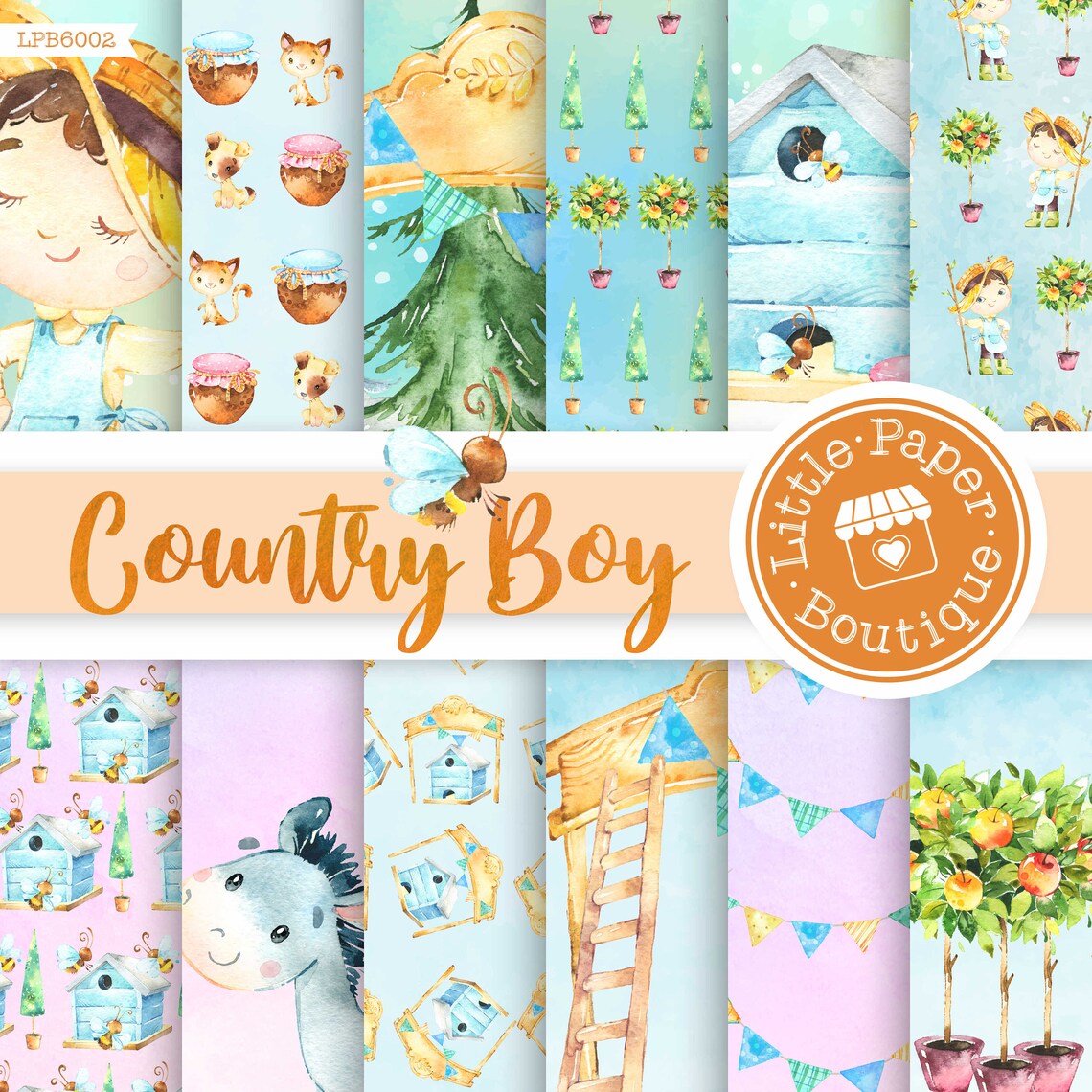 Farm Digital Paper Farm Animal Digital Paper Red Tractor | Etsy