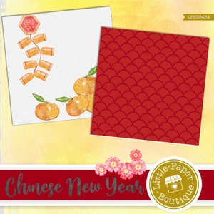 Vintage Chinese Dragon Art Digital Paper Pack. Red & Gold Chinese Paper ...