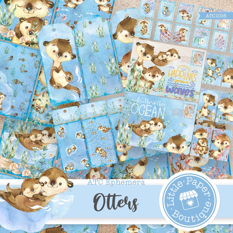 Otters Junk Journal Kit Printable Vintage Japanese ATC, Vintage ...