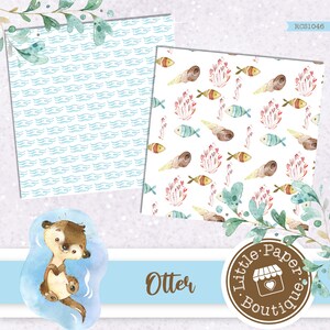 SEAMLESS Otter Scrapbook Papers,watercolor Otters,cute Otters and Sea ...
