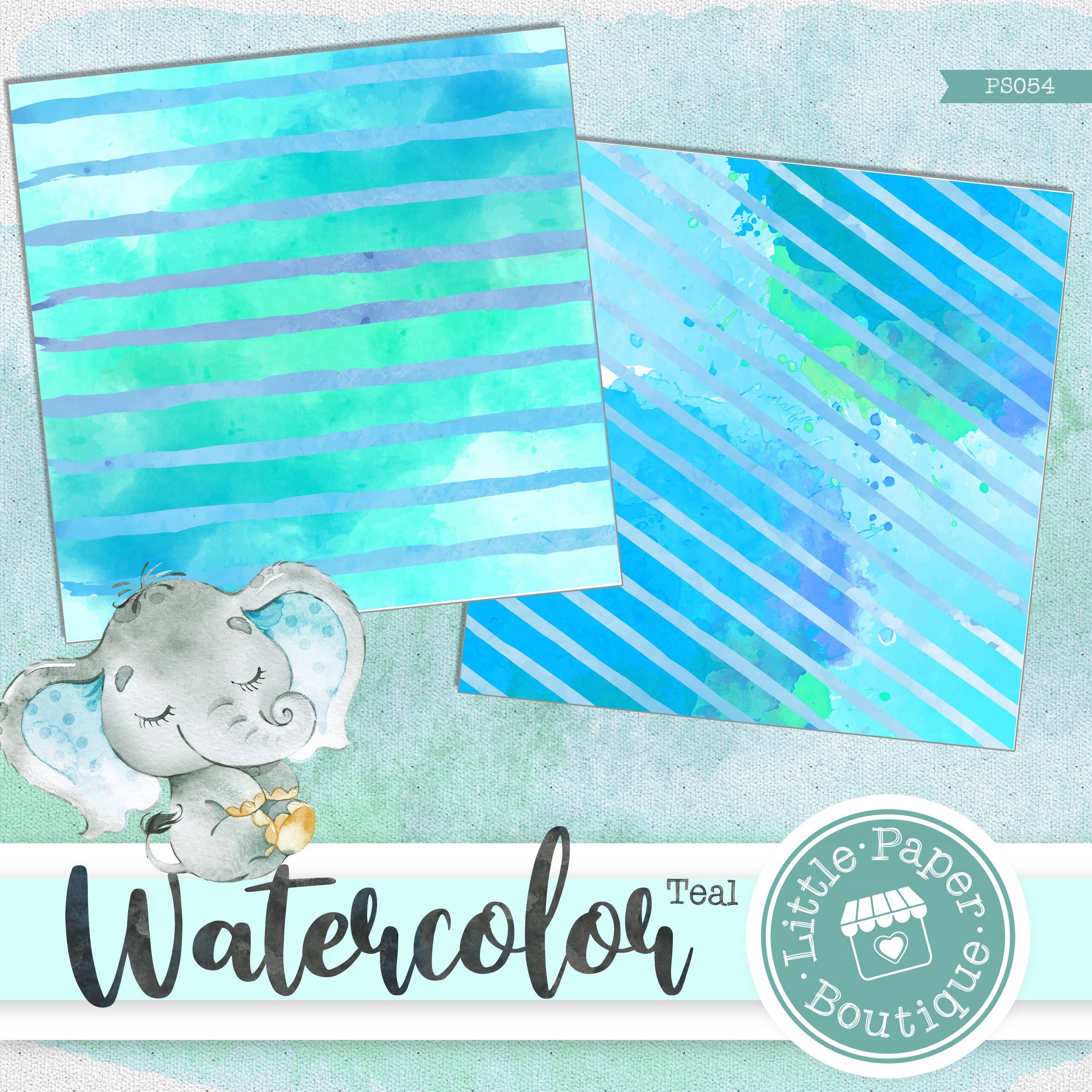 Teal Digital Scrapbook Paper Set Aqua Ocean Sea Water with | Etsy