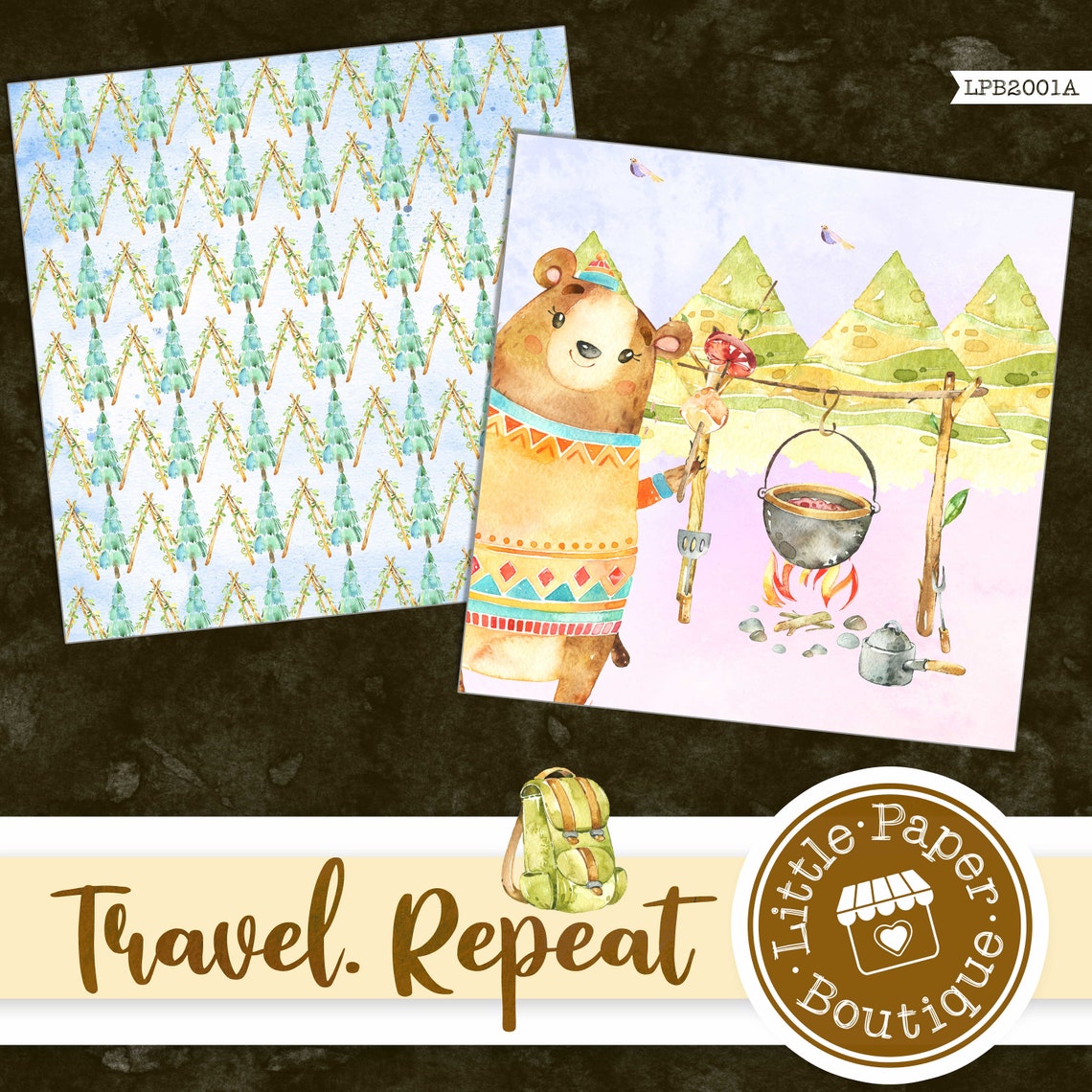 Camping Digital Paper Pack Camping Digital Background - Etsy
