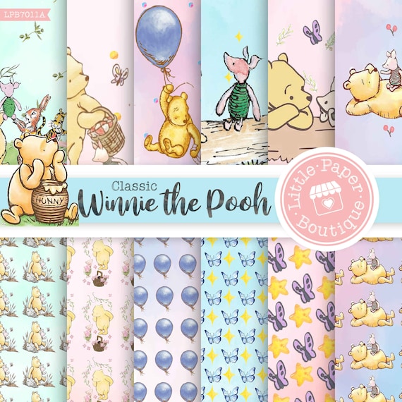 Winnie the Pooh Digital Paper Digital Download Pastel Designs - Etsy