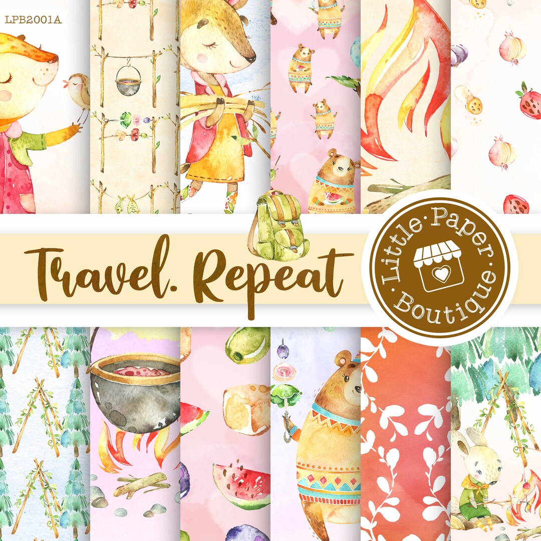 Camping Digital Paper Pack, Camping Digital Background, Camping Digital ...