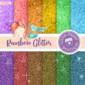 Rainbow Glitter Digital Paper Clip Art. Glitter Backgrounds Digital ...