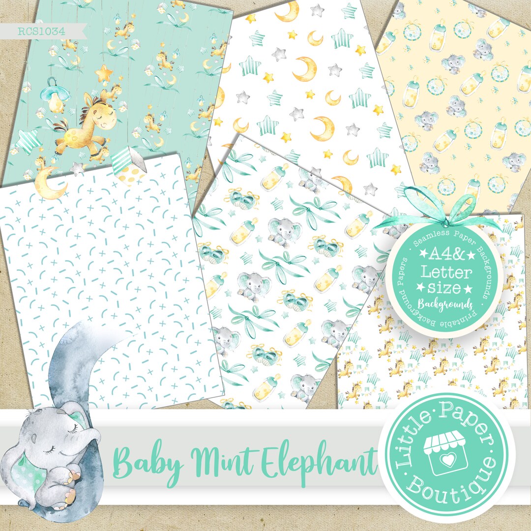 SEAMLESS A4 Letter Baby Boy Digital Paper, Baby Shower Scrapbook, Blue ...