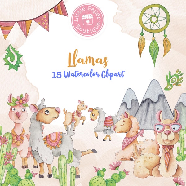 Alpaca Clip Art - Etsy