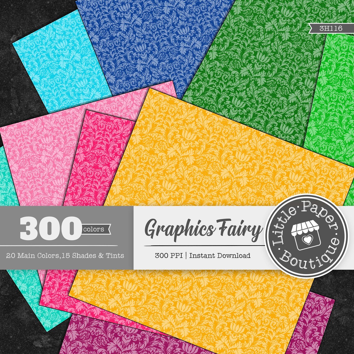 Tinted Damask Digital Paper Rainbow Colors Damask Background Bright ...