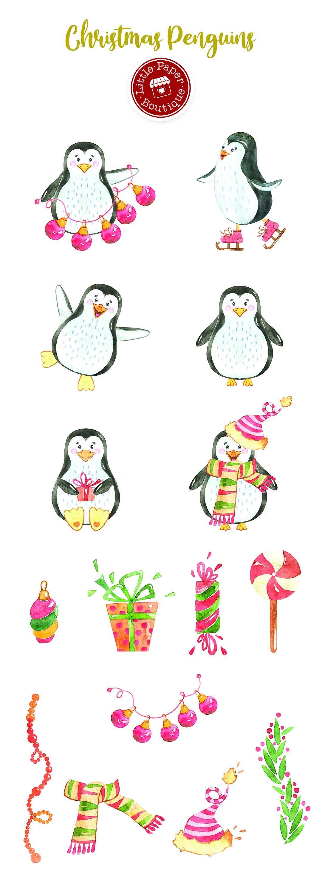 Christmas Clipart, Christmas Graphics, Penguin Clipart, Penguin ...