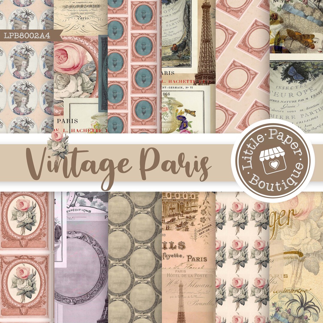 A4, Digital Paper Kit Ephemera Vintage Junk Journal Mixed Media Collage ...