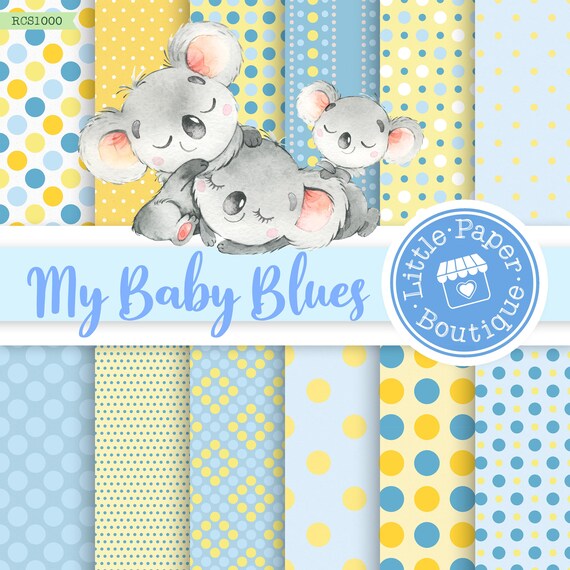 Baby Blue Digital Paper Blue Grey Baby Boy Digital Paper | Etsy
