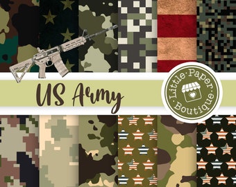 US Army Digital Paper, Army Theme Scrapbook, Military Scrapbook ...