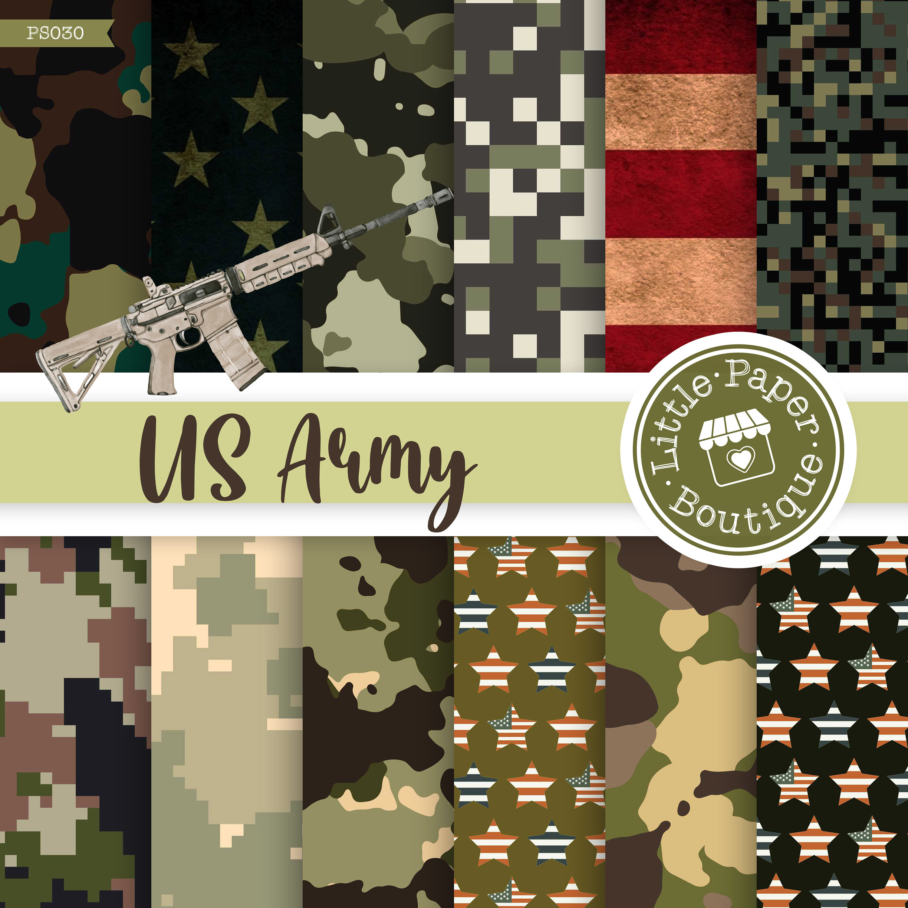 US Army Digital Paper Army Theme Scrapbook Military - Etsy España