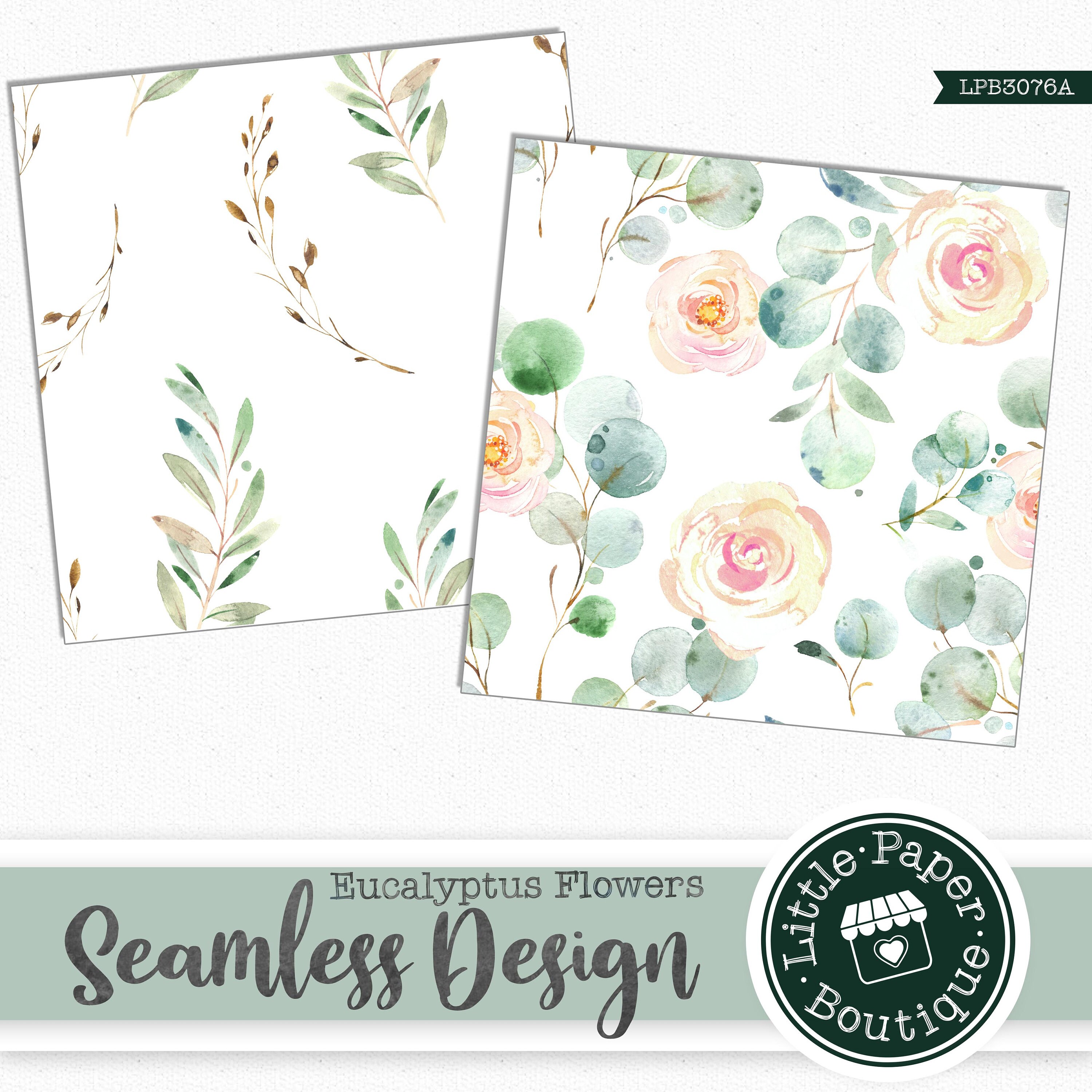 Watercolor Eucalyptus Digital Paper seamless eucalyptus | Etsy