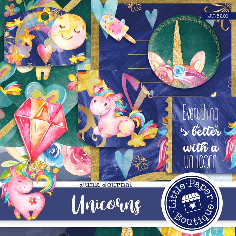 Rainbow Unicorn Digital Junk Journal Kit FULL KIT With - Etsy