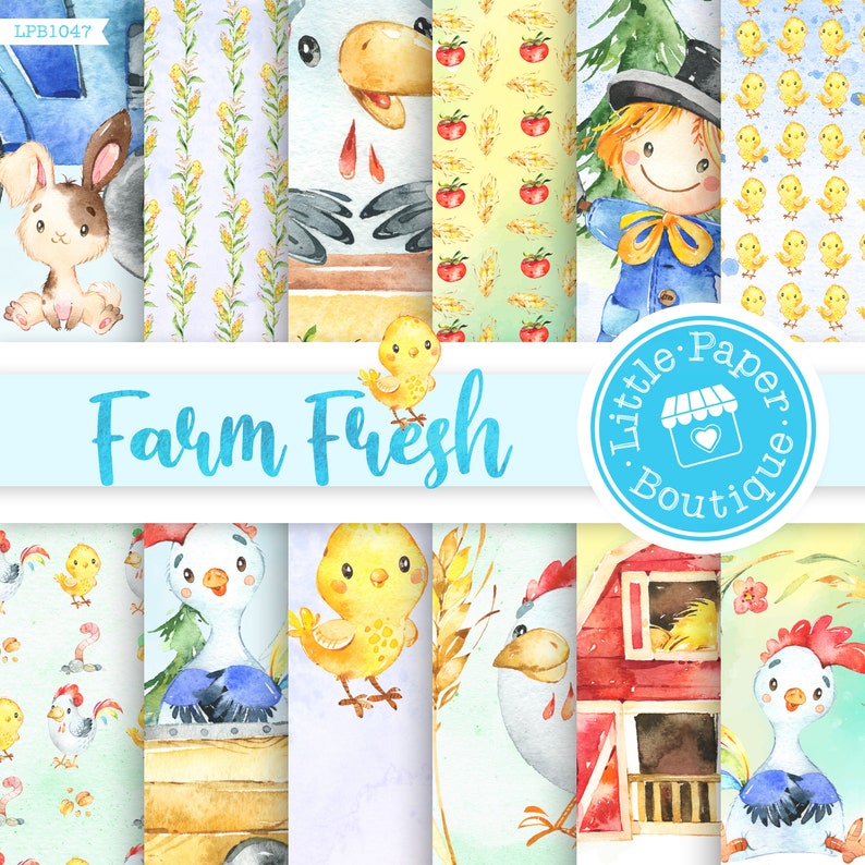 Farm Digital Paper Farm Animal Digital Paper Animal Digital | Etsy