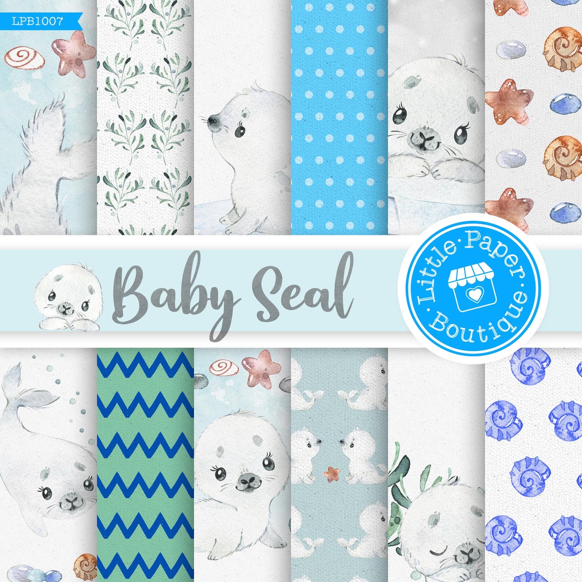 Seal Digital Paper Seal Pattern Ocean Pattern Digital - Etsy