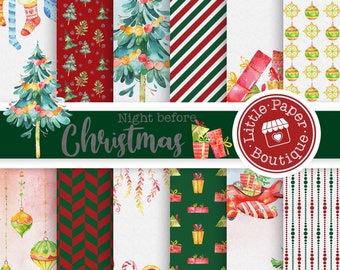 SALE Christmas Digital Paper Red and Green Christmas Digital Paper ...