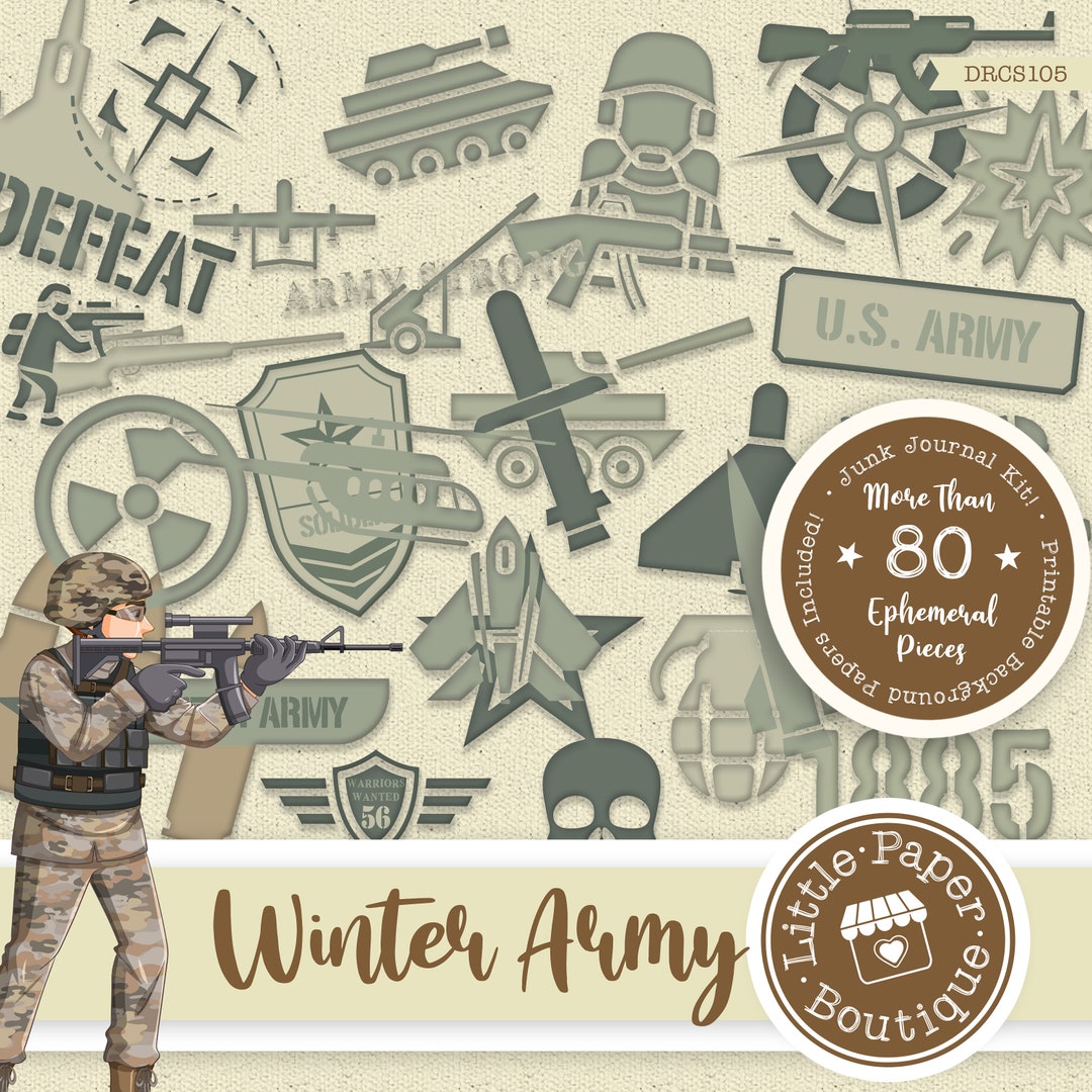 US Army Digital Paper,winter Army Theme Scrapbook, Military Scrapbook ...