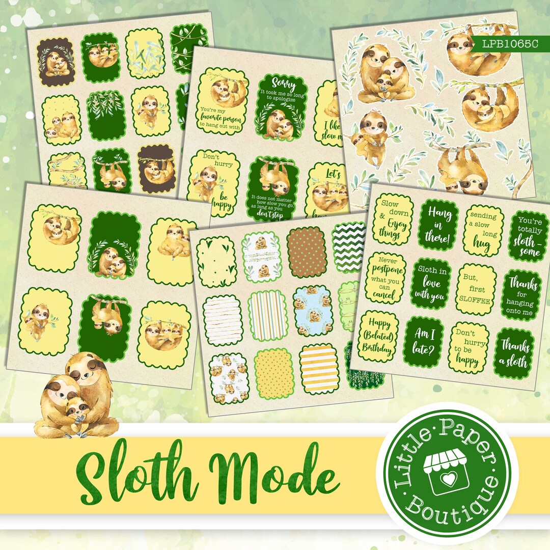 Sloths Digital Papers, Cute Sloths, Sloths Pattern, Summer Digital ...