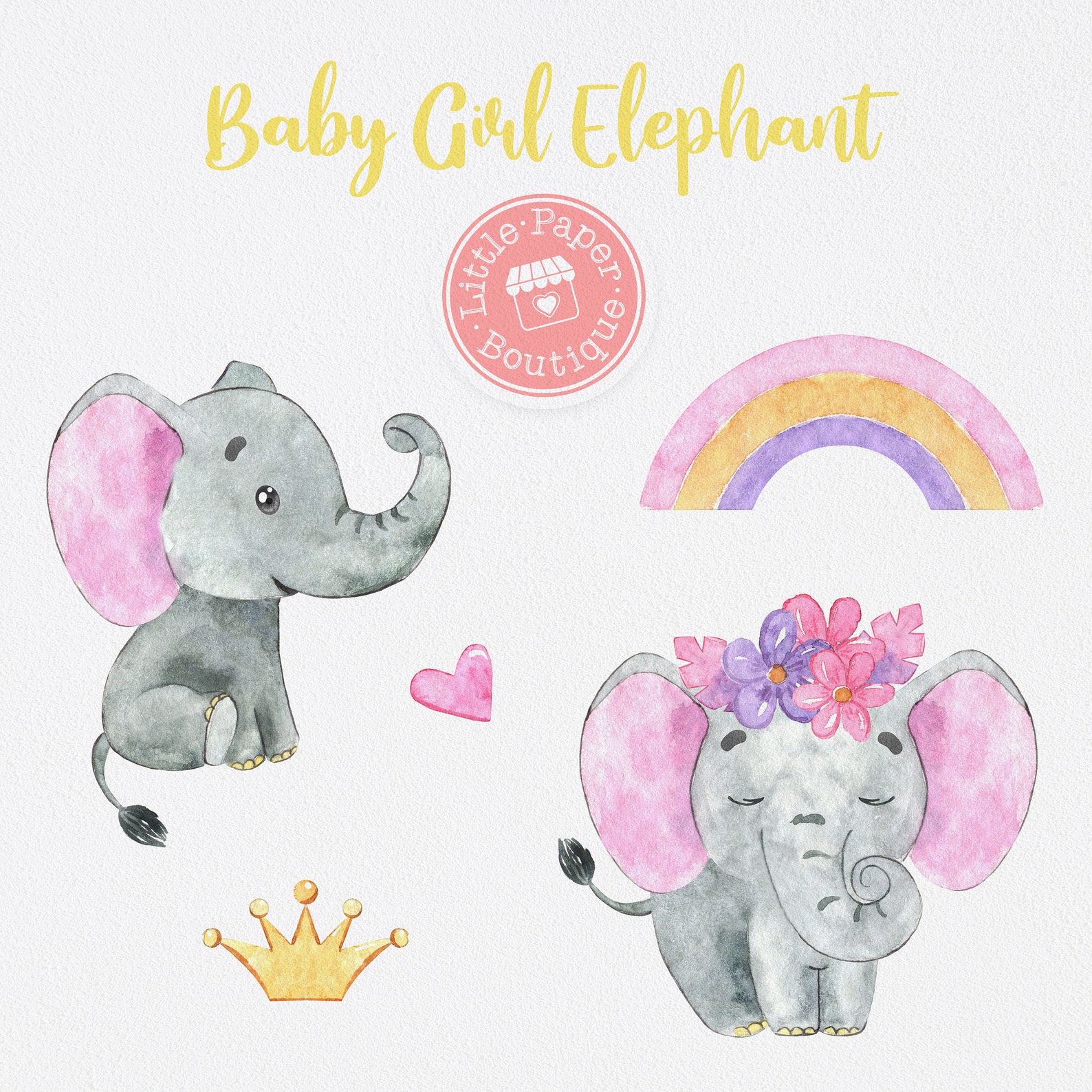 Baby Elephant Clipart Watercolor Cute Animal Clipart Safari - Etsy