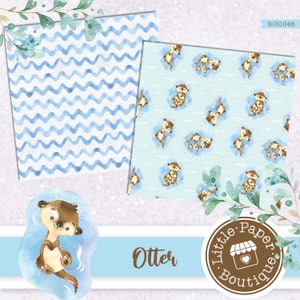 SEAMLESS Otter Scrapbook Papers,watercolor Otters,cute Otters and Sea ...