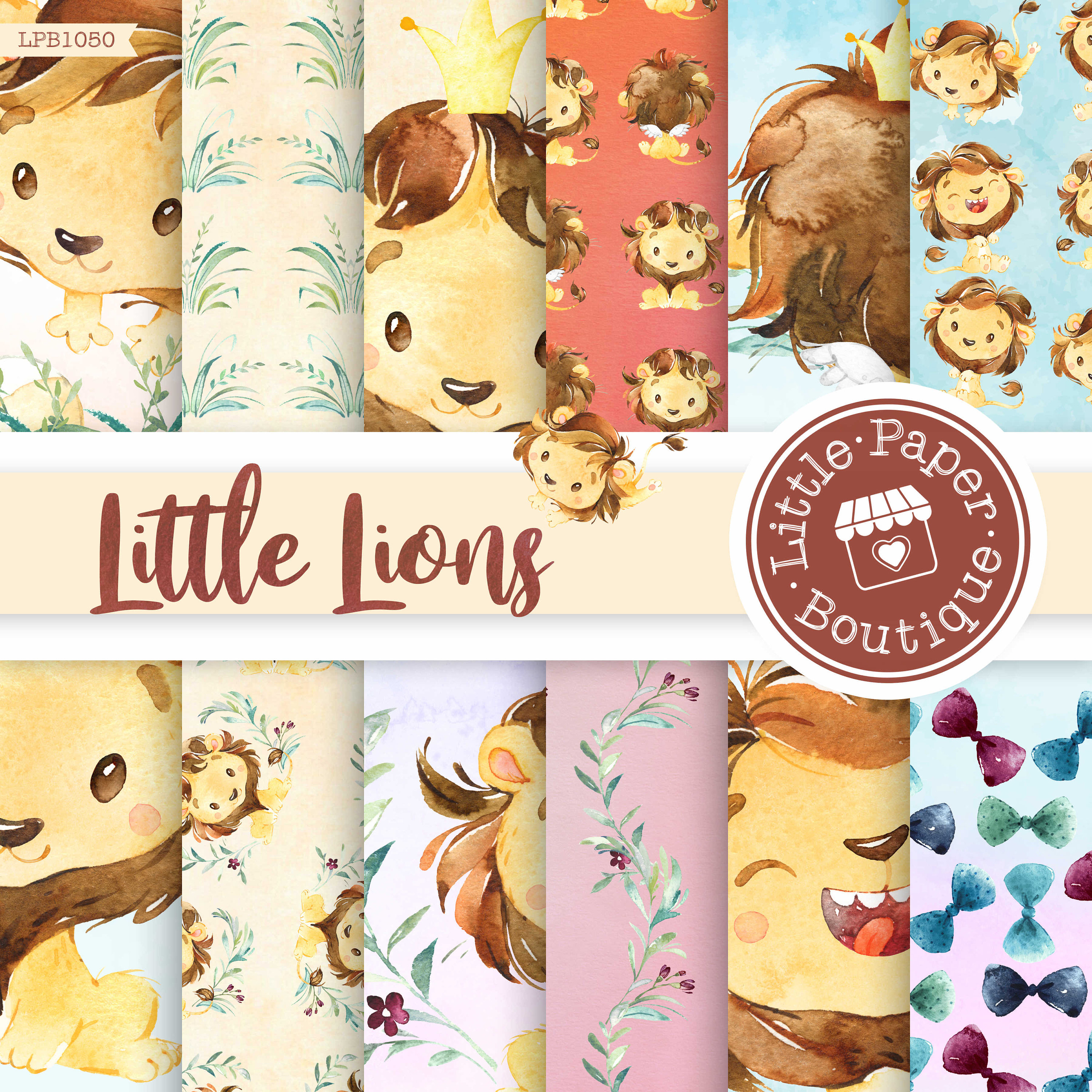 Baby Safari Digital Papers Lion Birthday Digital - Etsy
