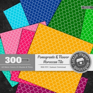 Quatrefoil Digital Paper Moroccan Digital Paper Pack Rainbow Moroccan ...