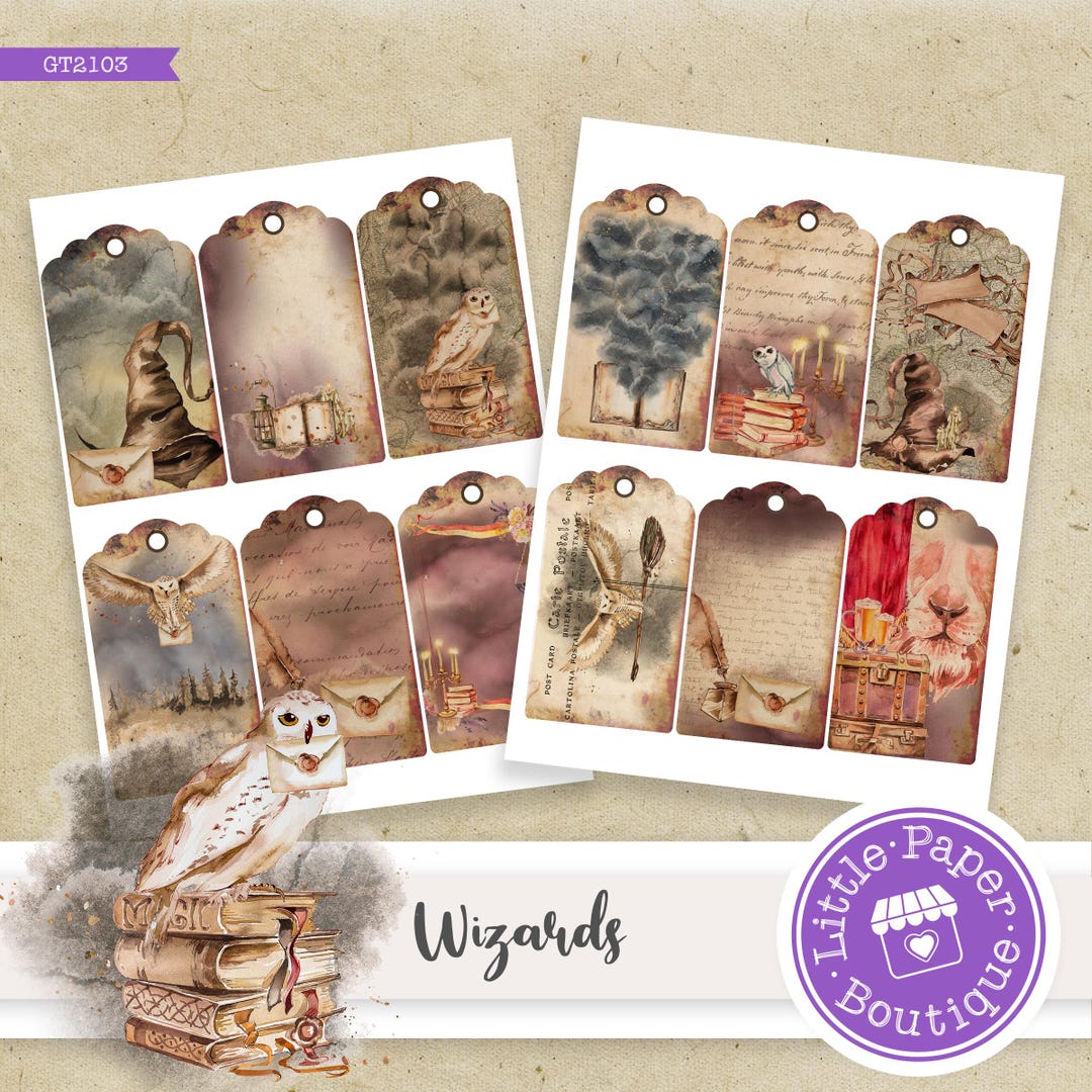 The Wizarding World Magical Digital Gift Tags Printable, Vintage ...
