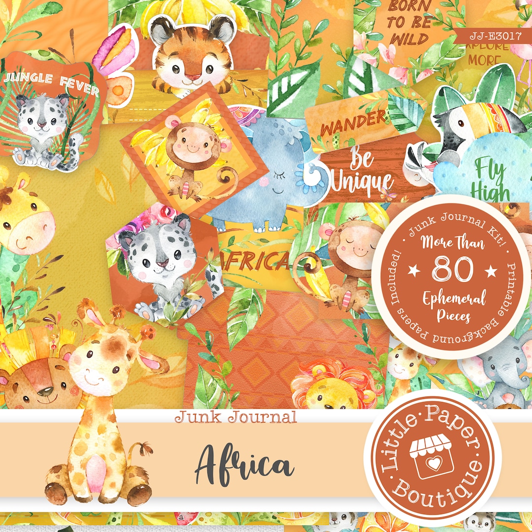 Safari Digital Papers Pack Printable Sheets, Scrapbooking, Cards, Party ...