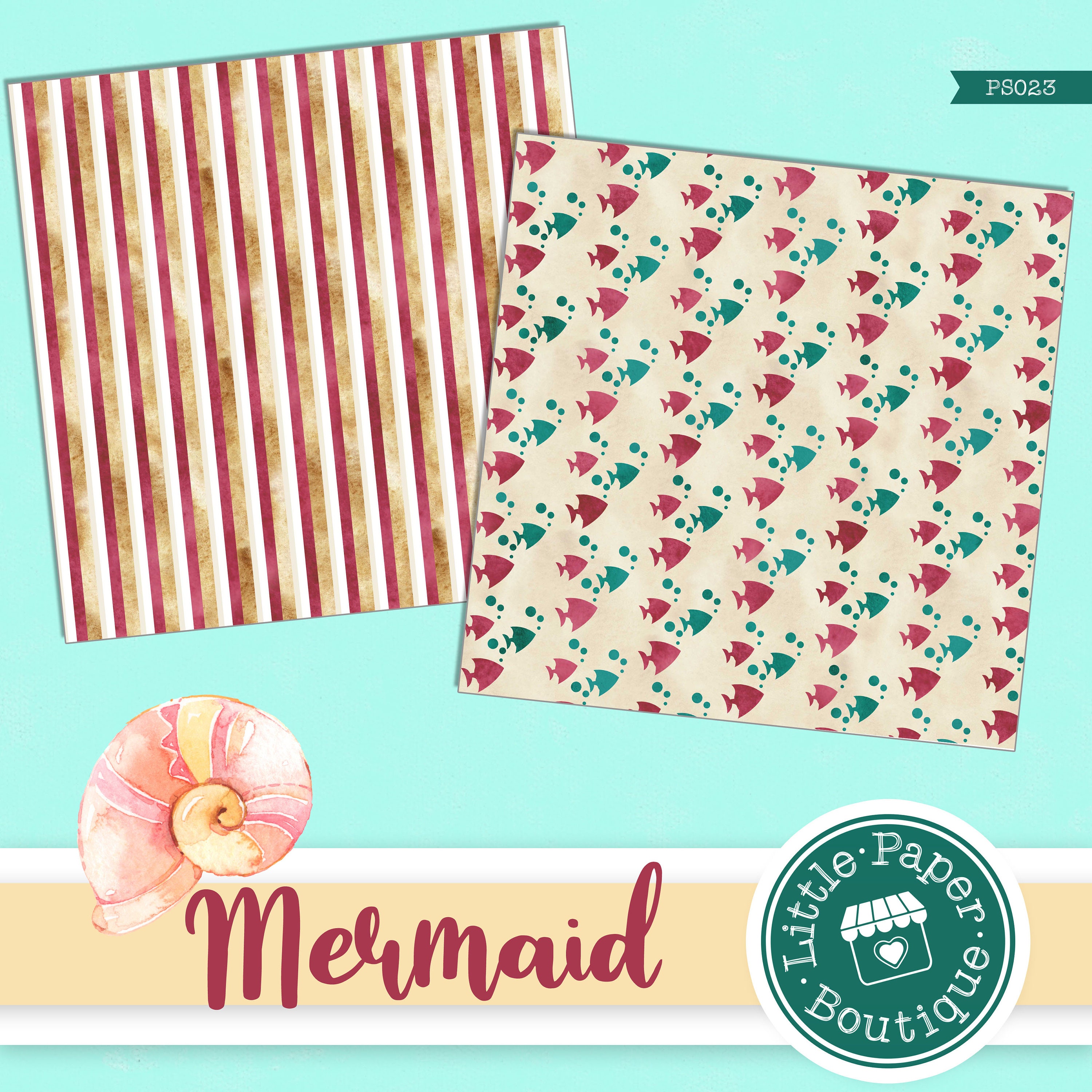 Mermaid Glitter Digital Papers Nautical Papers Ocean Papers | Etsy