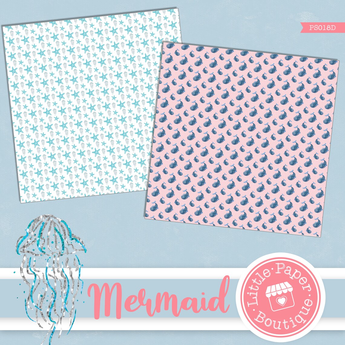 Golden Mermaid Digital Paper, Mermaid Patterns Pink and Turquoise ...