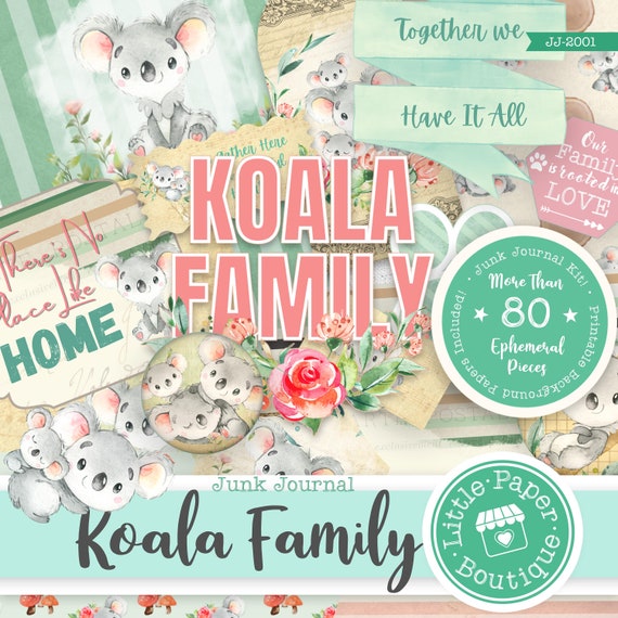 Koala Family Digital Junk Journal Kit FULL KIT Australian | Etsy