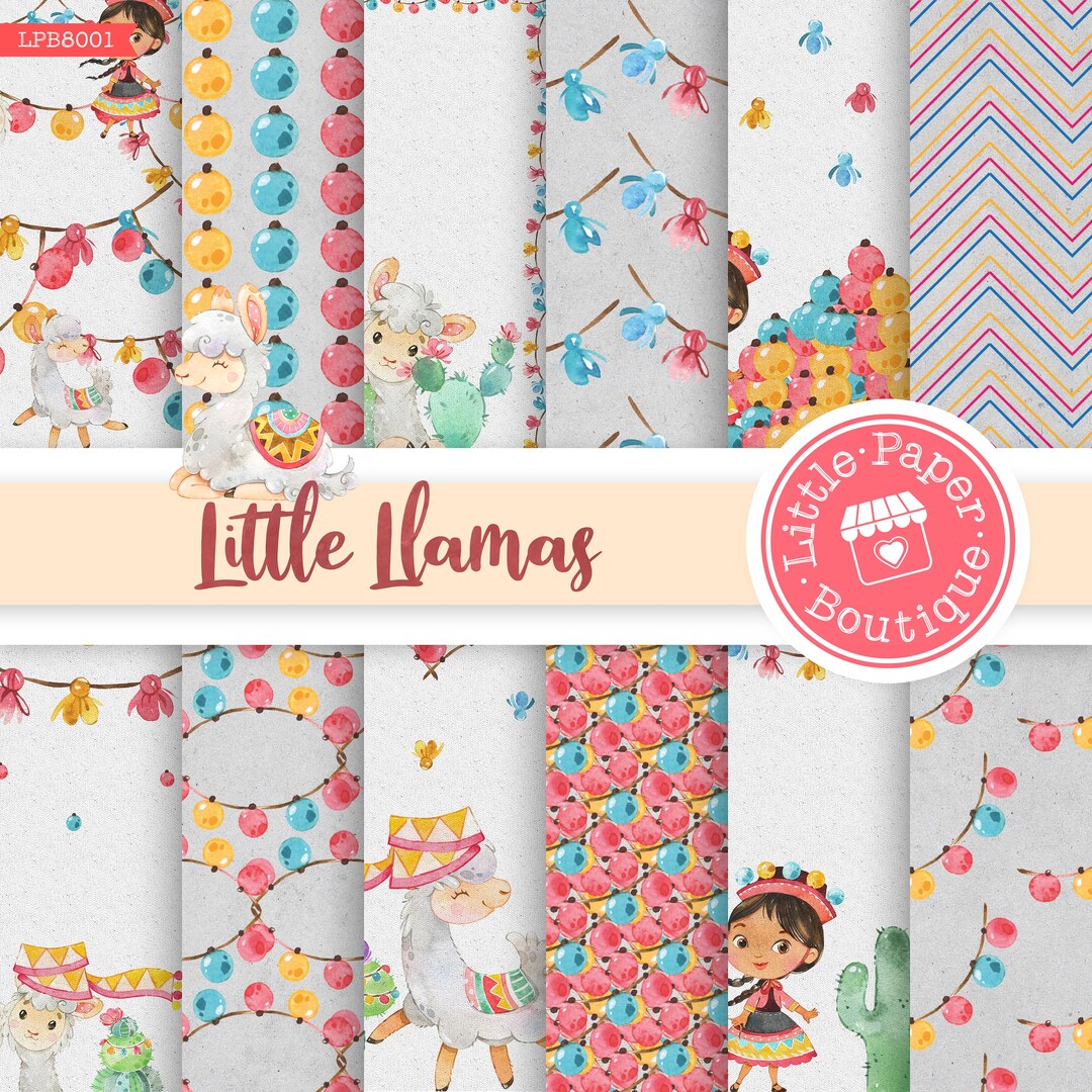 Llama Clipart, Llama Digital Paper, Llama Scrapbook Papers, Llama ...