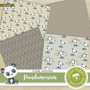 Cute Panda Family Junk Journal Panda Bamboo Forest Background Papers ...