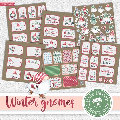 Winter Gnome Printable Digital Tag Christmas Gnomes Digital - Etsy