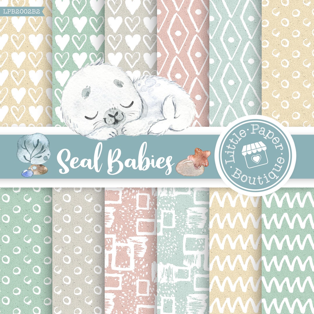 Seal Digital Paper, Seal Pattern, Ocean Pattern, Digital Paper, Kawaii ...