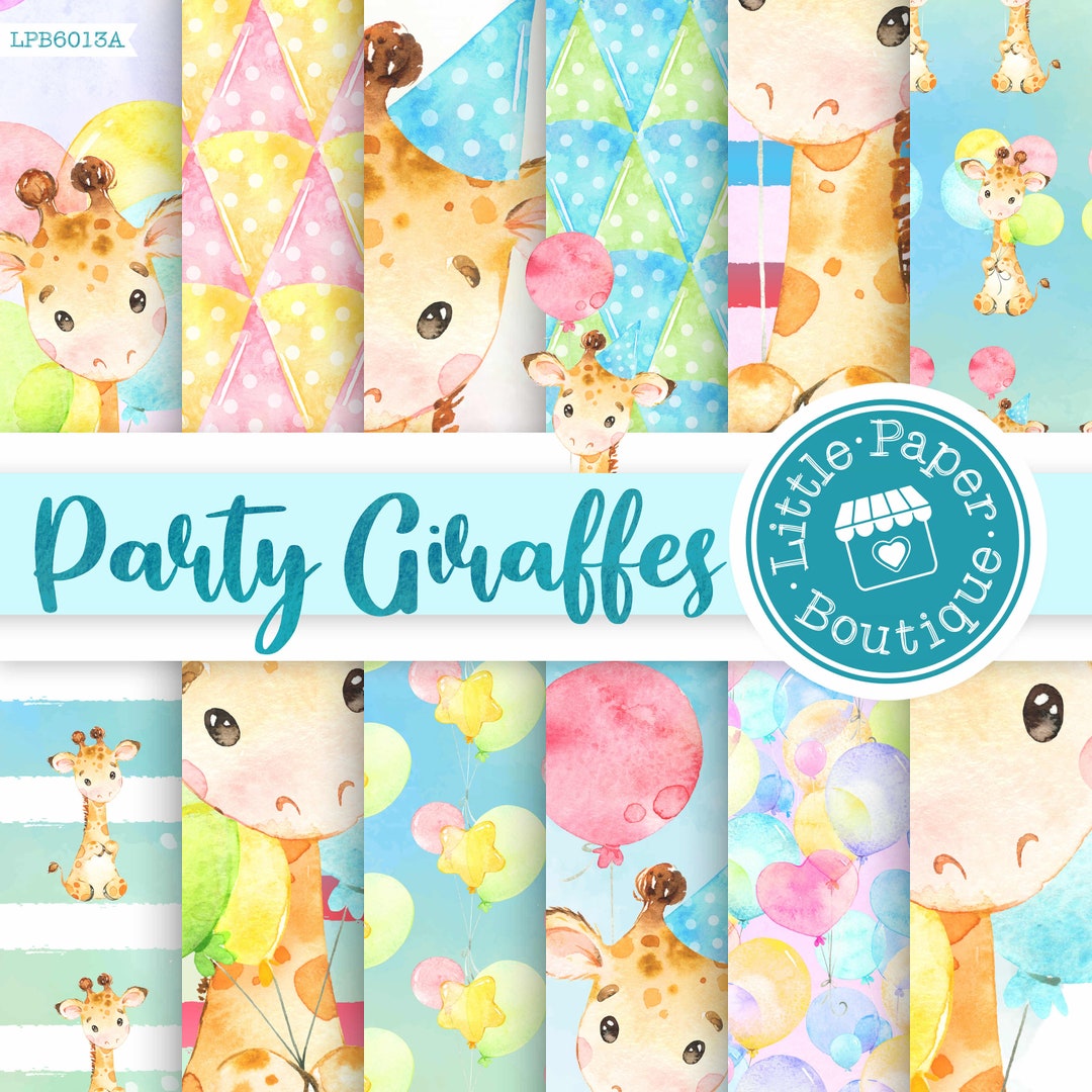 Baby Giraffe Digital Papers, Pastel Baby Shower, Baptism, Birthday ...