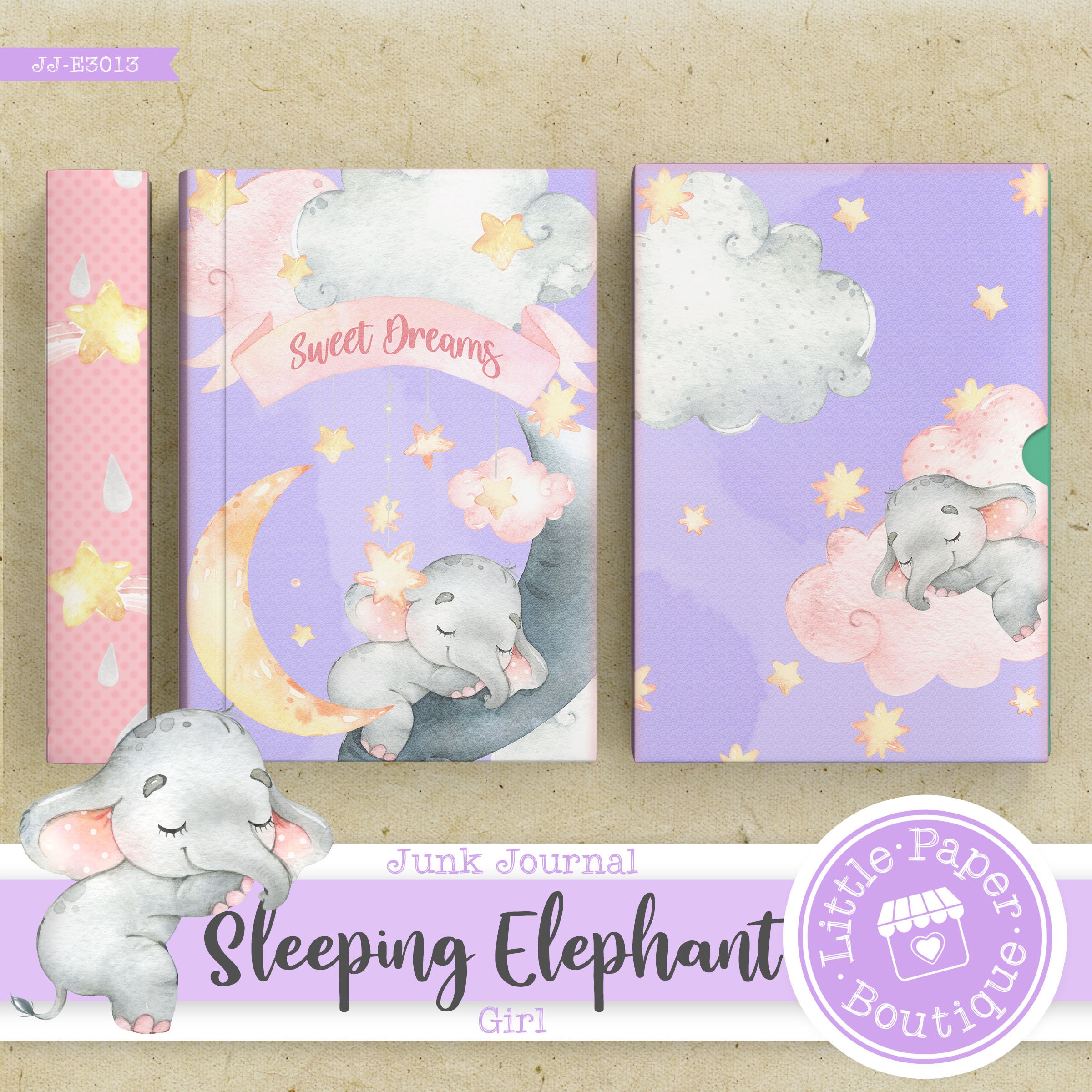 Baby Elephant Girl Digital Junk Journal Kit (FULL KIT) With Ephemera ...