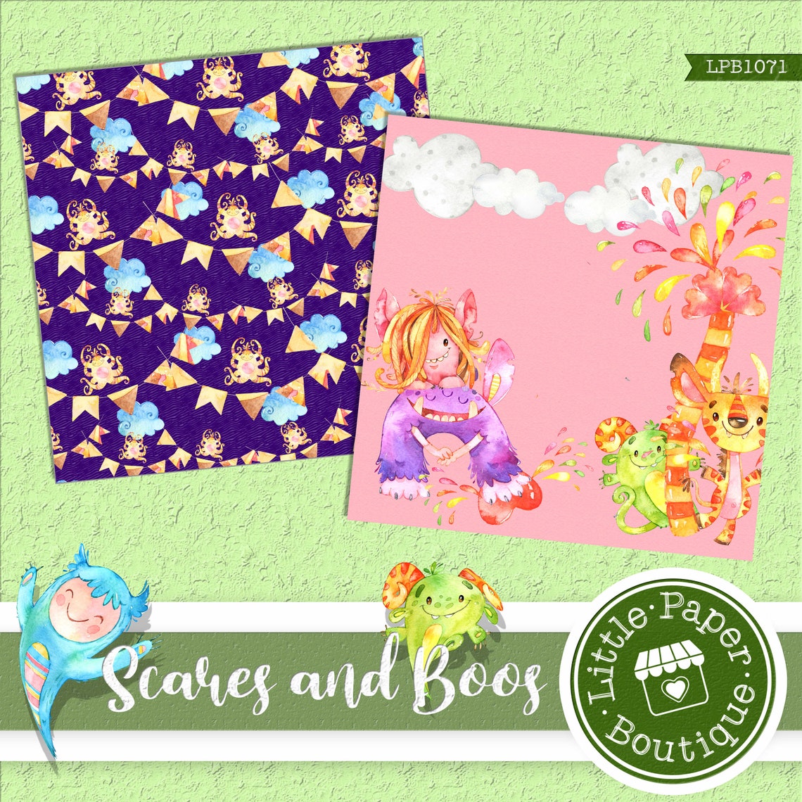 Watercolor Monsters Halloween Instant Download Critters - Etsy