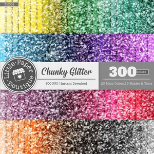 300pcs Rainbow Glitter Digital Scrapbook Paper Pack for Commercial Use ...