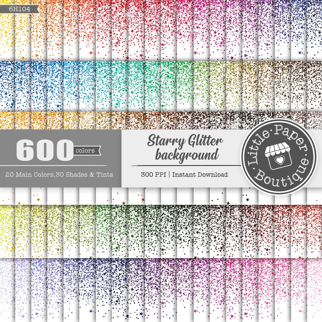 600pcs Glitter TRANSPARENT Background Digital Paper Pack Commercial Use ...