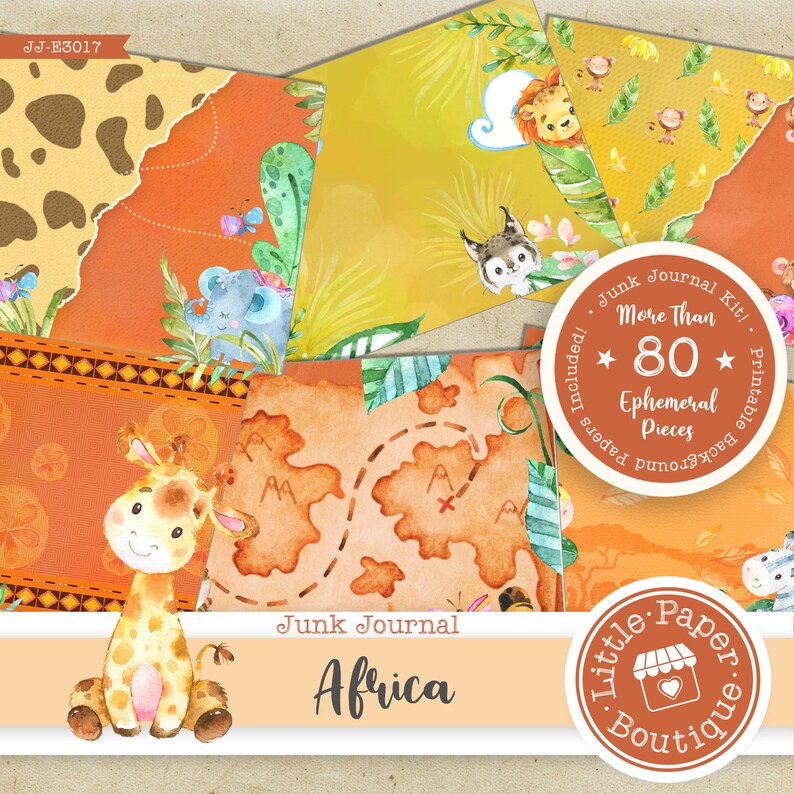 Safari Digital Papers Pack Printable Sheets Scrapbooking - Etsy