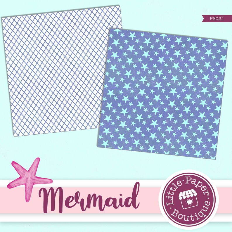 The Little Mermaid Digital Paper Princess Ariel Scrapbook - Etsy